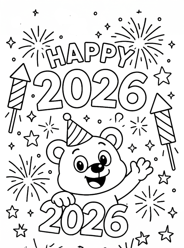 Kids-n-fun.com | Coloring page Happy new year Happy new year